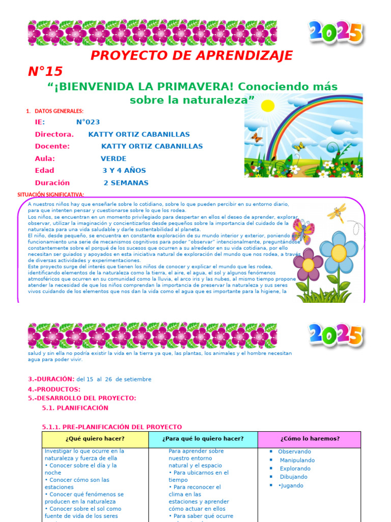 Proyecto de Primavera | PDF | Aprendizaje | Naturaleza