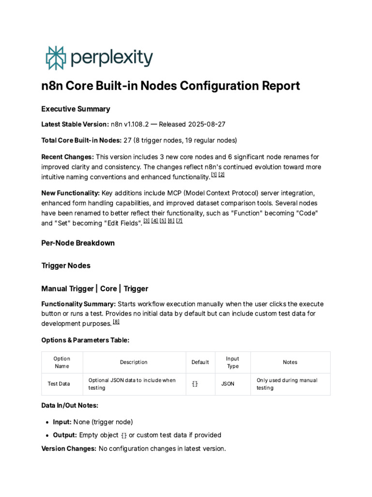 n8n v1.108.2 Core Nodes Overview | PDF | Parameter (Computer ...