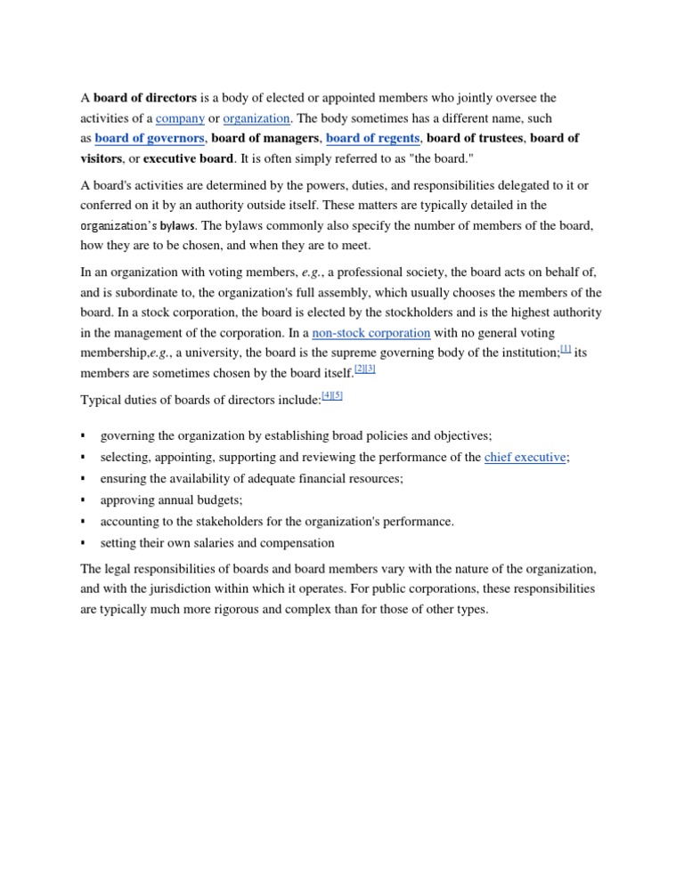 Board Members' Roles and Responsibilities | PDF