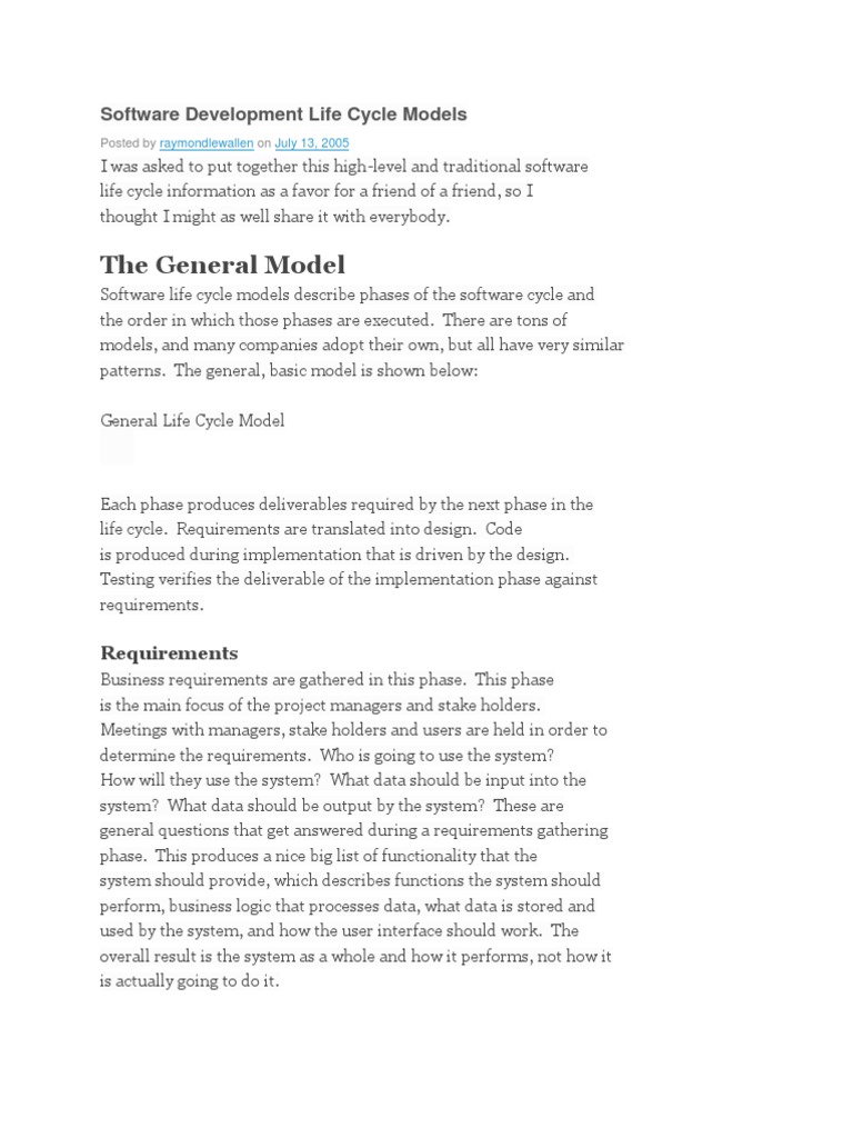 Overview of Software Development Models | PDF | Product Lifecycle | Software Development Process