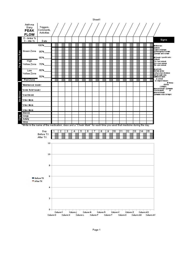 Asthma Diary and Action Plan Template | PDF | Asthma | Medical Treatments