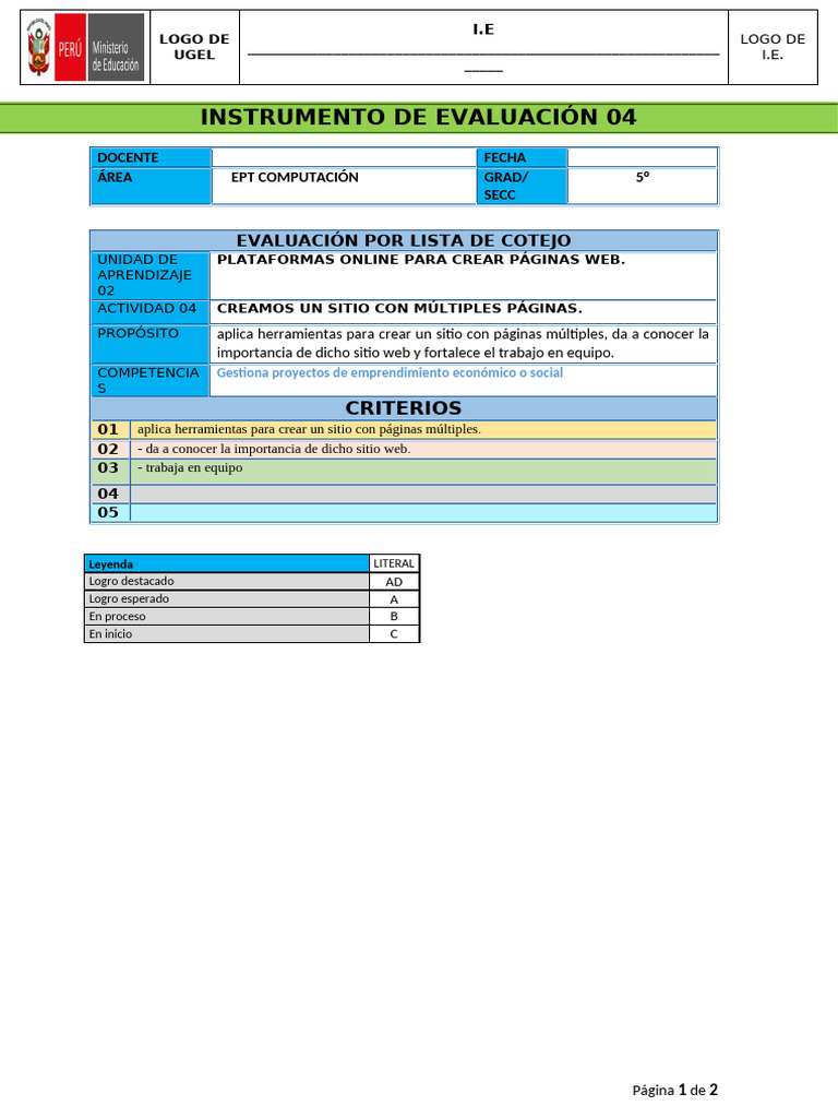 Ept Computación 5° - Instrumento de Evaluación 04 | PDF