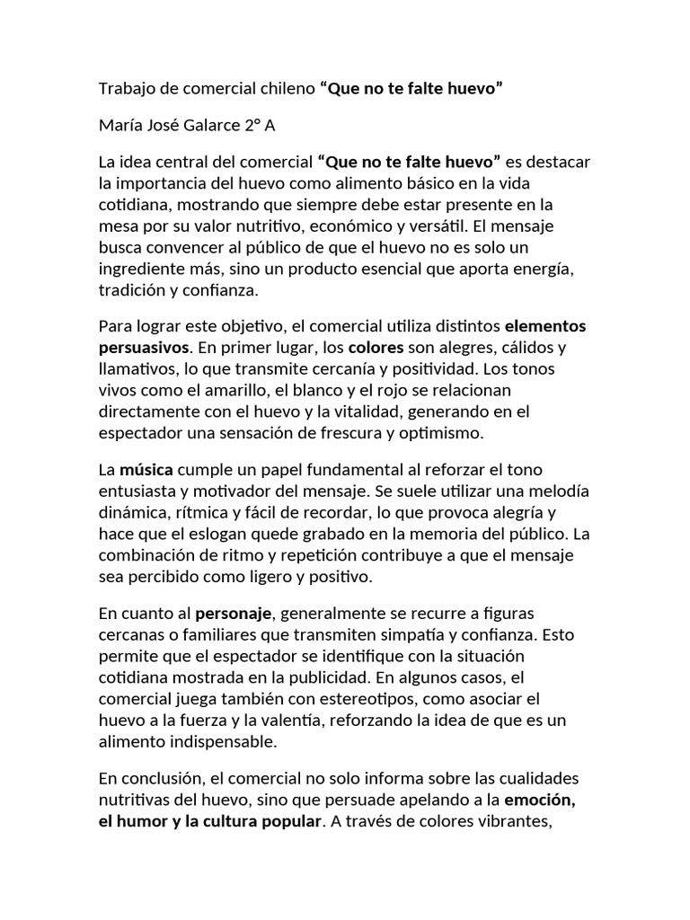 Trabajo de Comercial Chileno Maria Jose Galarce 2A | PDF