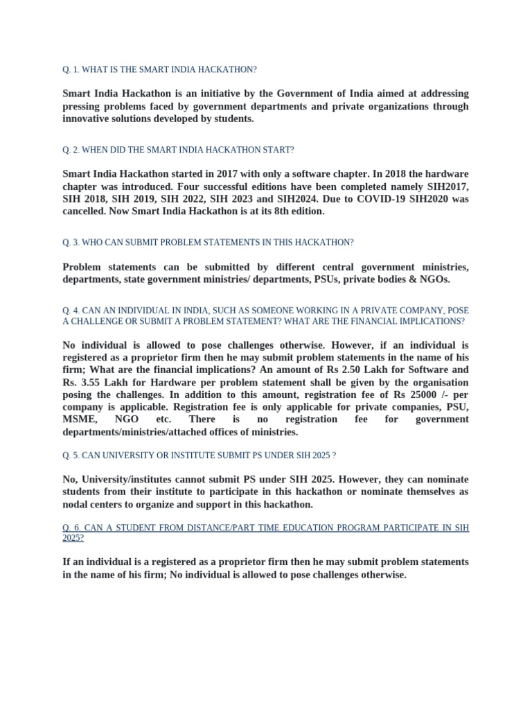 SIH 2025 Rules | PDF