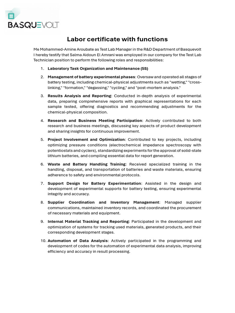 Labor Certificate With Functions | PDF | Investigación