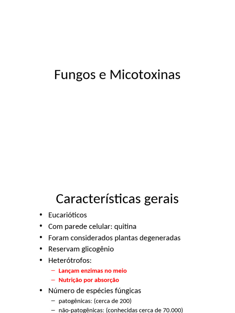 Fungos, Micotoxinas e Micoses: Guia Completo | PDF | Fungo | Plantas