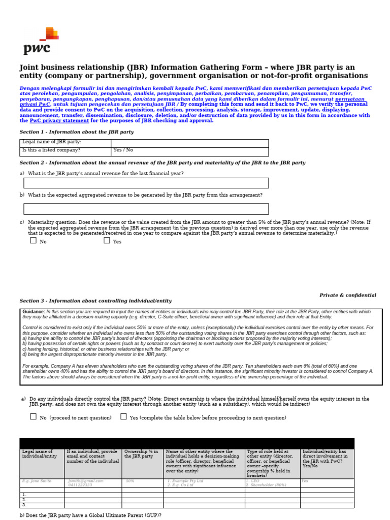 JBR Information Gathering Form | PDF | Board Of Directors | Ownership