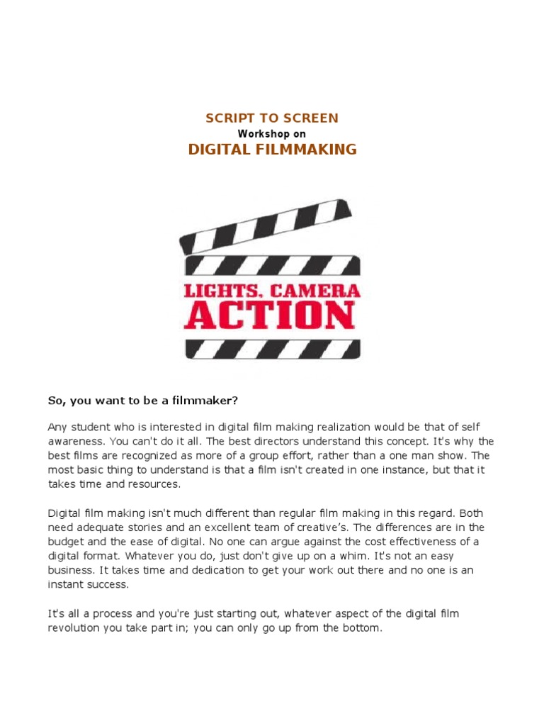 Digital Filmmaking: Script To Screen | PDF | Filmmaking | Leisure