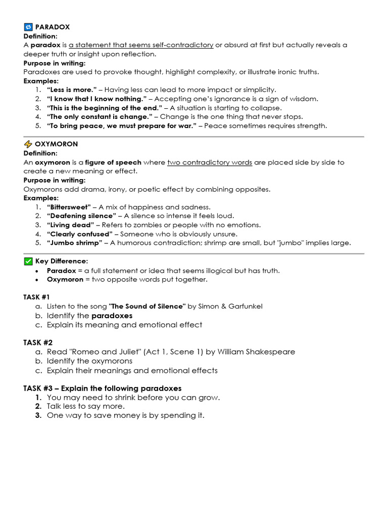 Understanding Paradoxes and Oxymorons | PDF