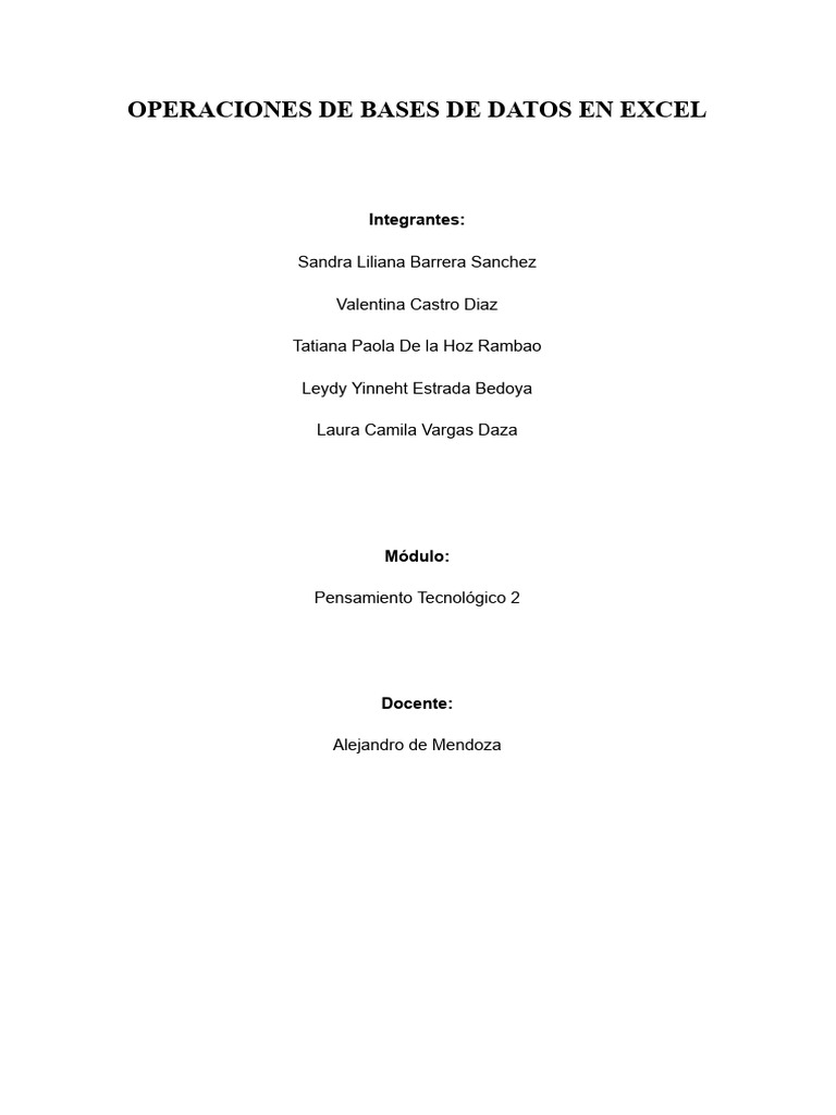 Operaciones de Bases de Datos en Excel | PDF | Microsoft Excel | Bases de datos