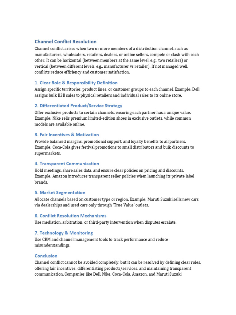 Resolving Channel Conflict Strategies | PDF