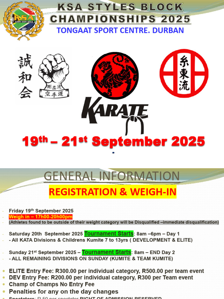 KSA Styles Block Championships 2025 | PDF | Shotokan | East Asian ...