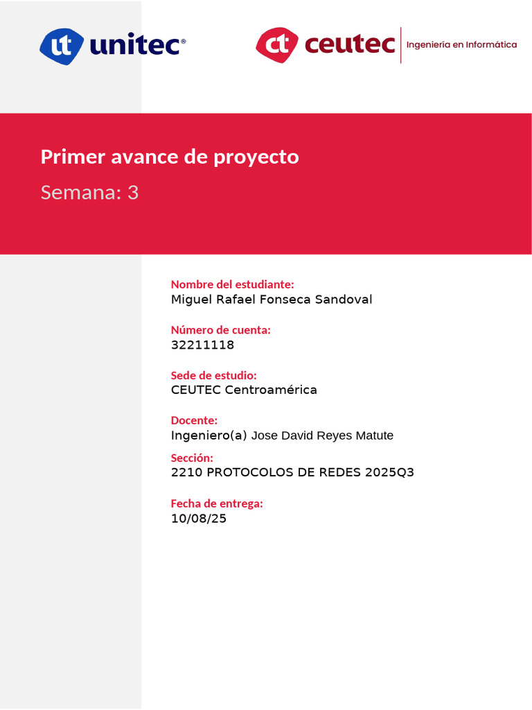 Primer Avance de Proyecto | PDF | Dirección IP | Internet