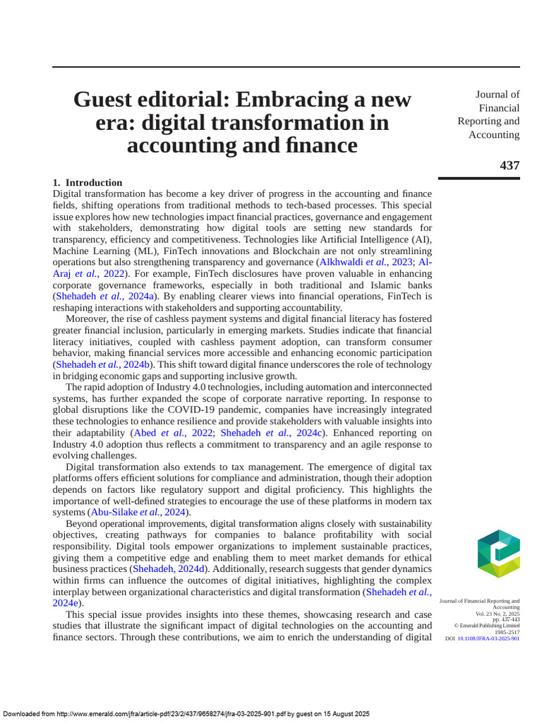 2025 - Guest Editorial Embracing A New Era Digital Transformation in ...