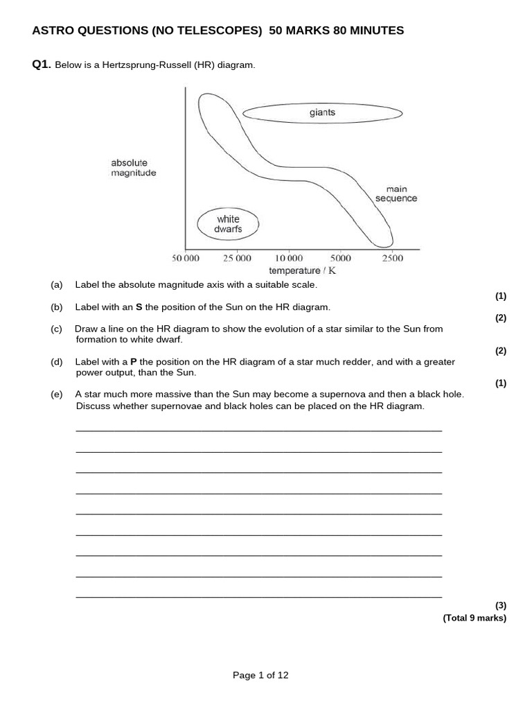 Astrophysics Questions - No Telescopes | PDF | Stars | Supernova