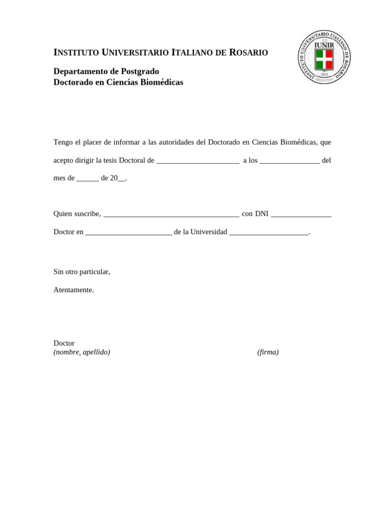 1 Carta Aceptaciขn Del Director de Tesis Doctoral | PDF