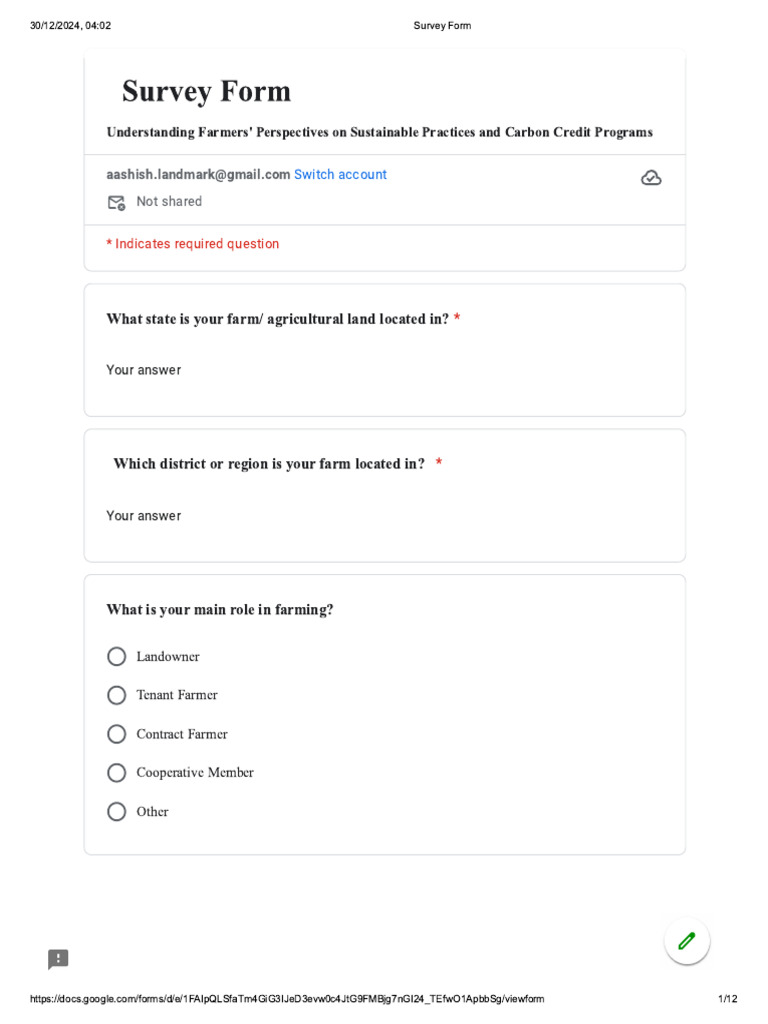 Survey Form | PDF