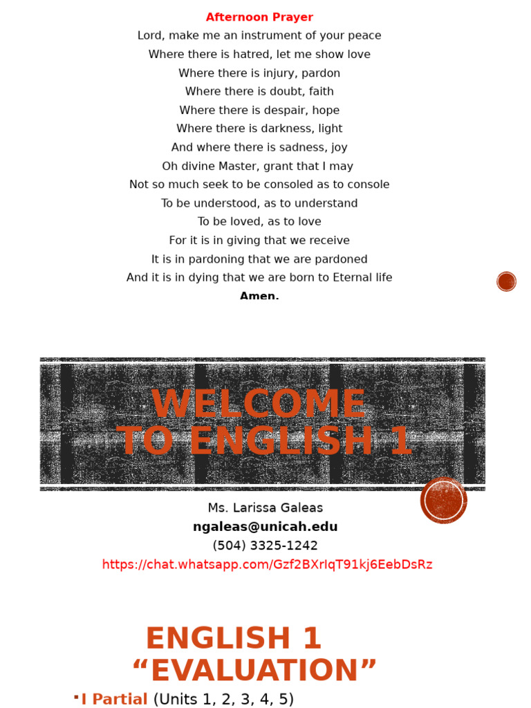 Welcome English 1 | PDF