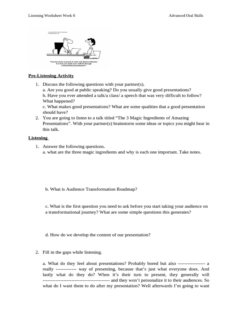 Advanced Public Speaking Skills Worksheet | PDF | Public Speaking ...