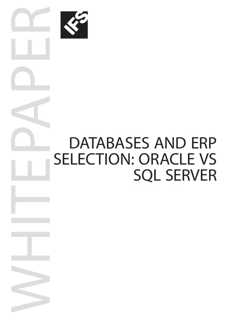 Databases And Erp Selection Oracle Vs Sql Server Pdf Oracle Database Scalability 9861