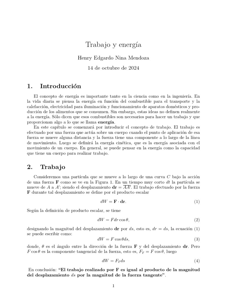 Trabajo y Energia | PDF | Fuerza | Fricción