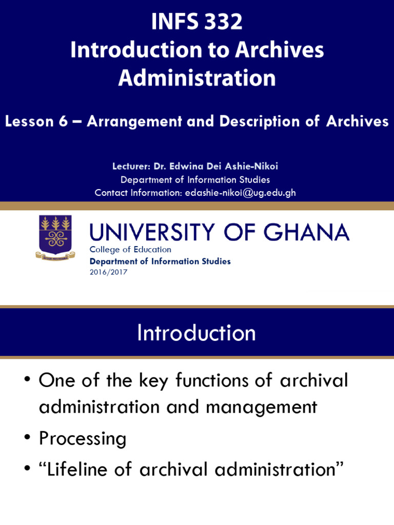 Archives Administration - Lesson 6 | PDF | Archivist | Archive