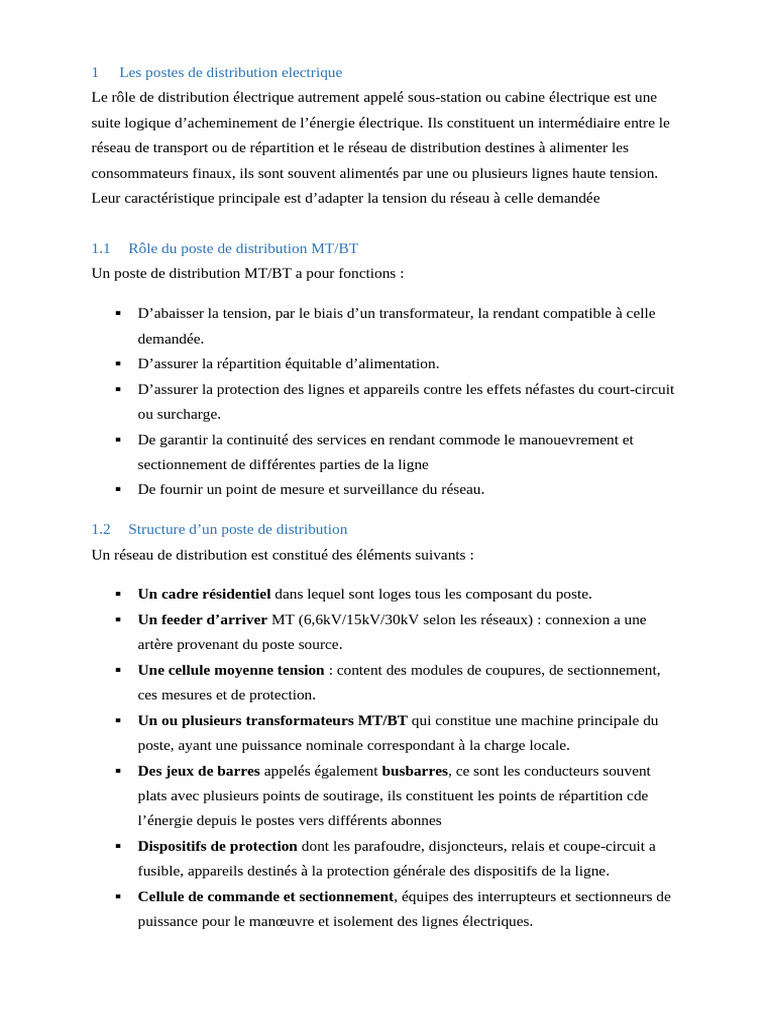Les Postes de Distribution Electrique | PDF | Réseau de distribution ...
