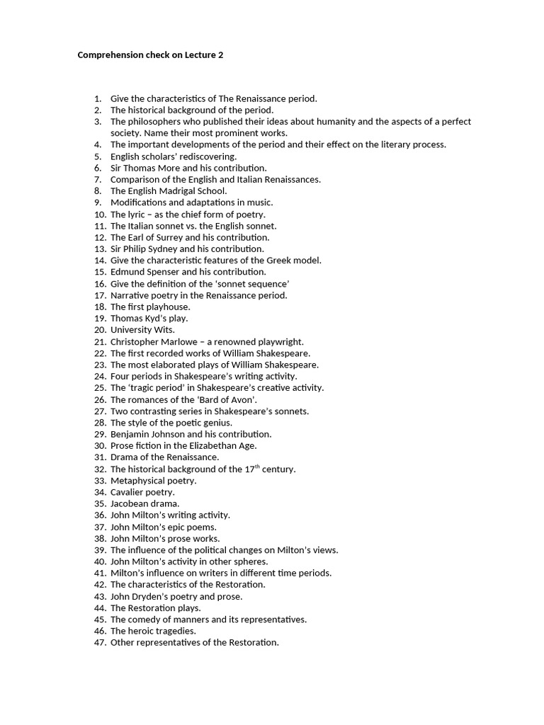 Comprehension Check On Lecture 2 EL | PDF