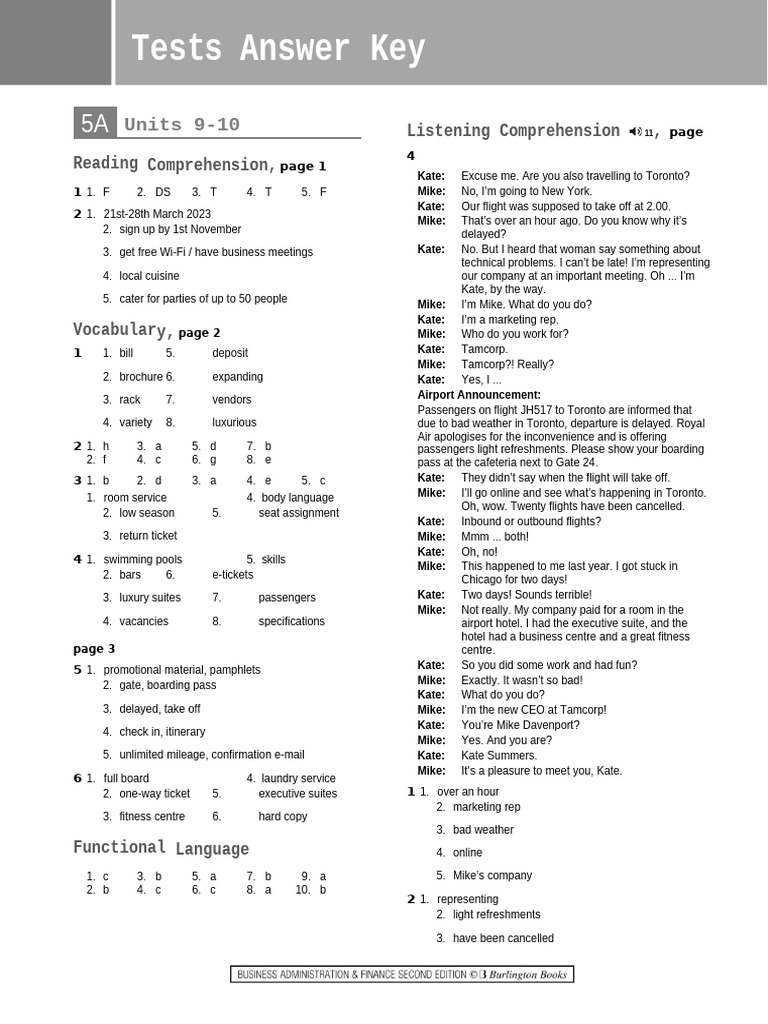 5A Units 9-10 Reading & Vocabulary Guide | PDF