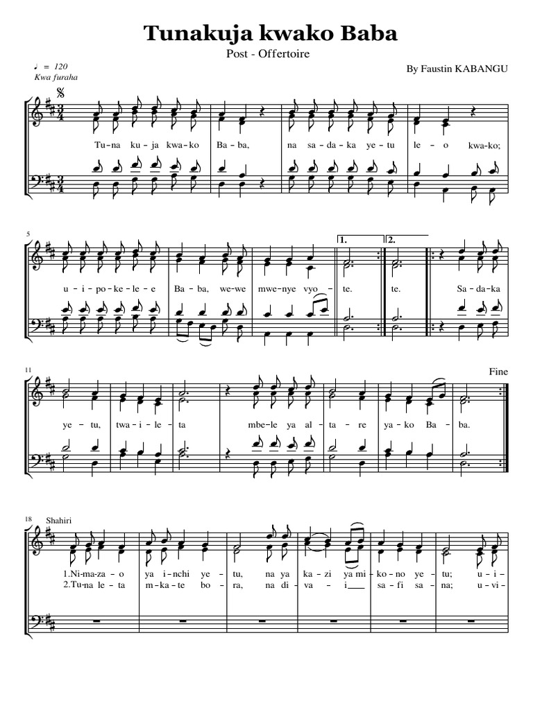 Tunakuja Kwako Baba | PDF