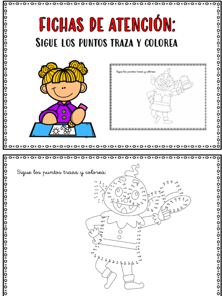 Fichas de Atencion Traza Por Numeros y Colorea | PDF