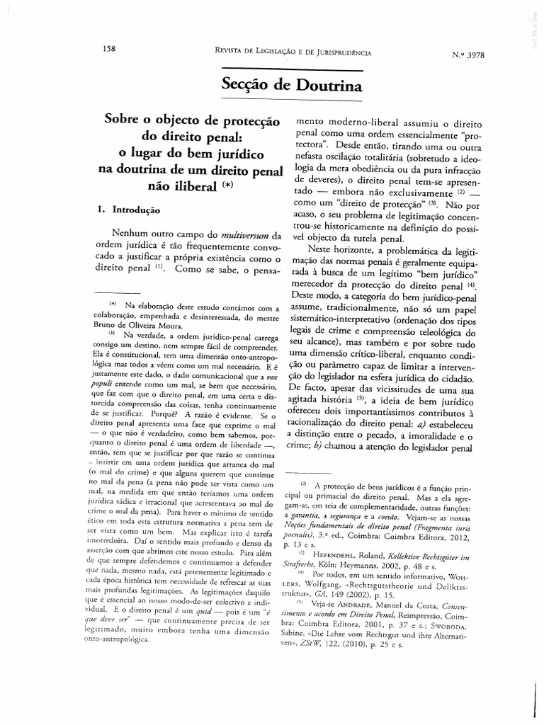 José de Faria Costa, Sobre o Objecto de Protecção Do Direito Penal - o ...