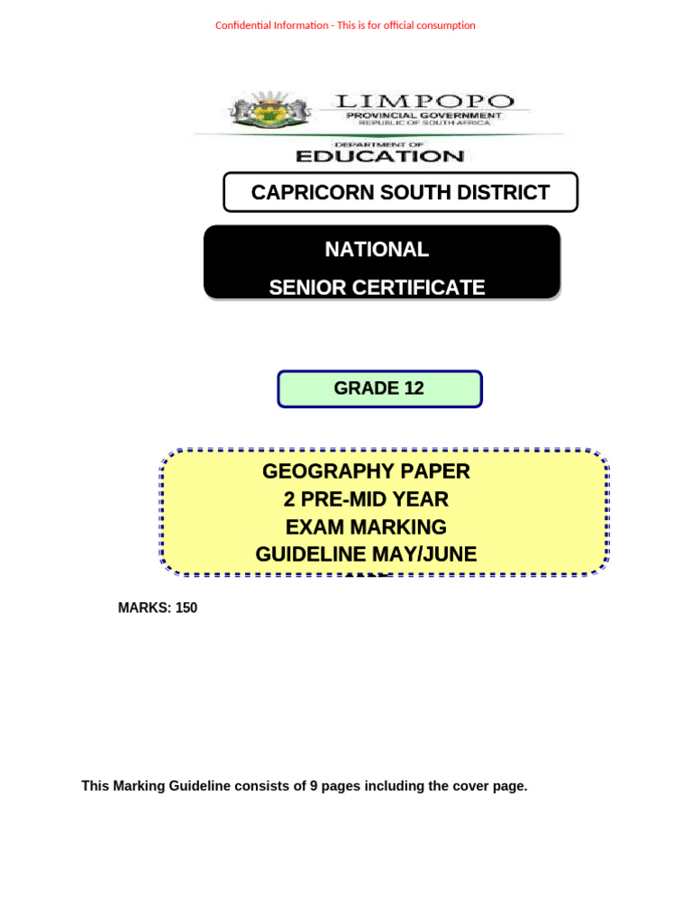 Grade 12 Geography Exam Marking Guide | PDF | Agriculture | Urbanization