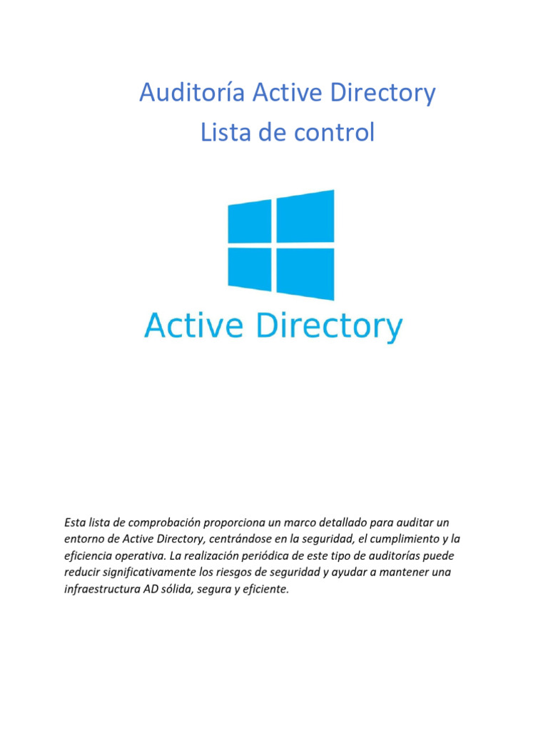 Auditoría Active Directory.pdf | PDF | Directorio Activo | sistema de nombres de dominio