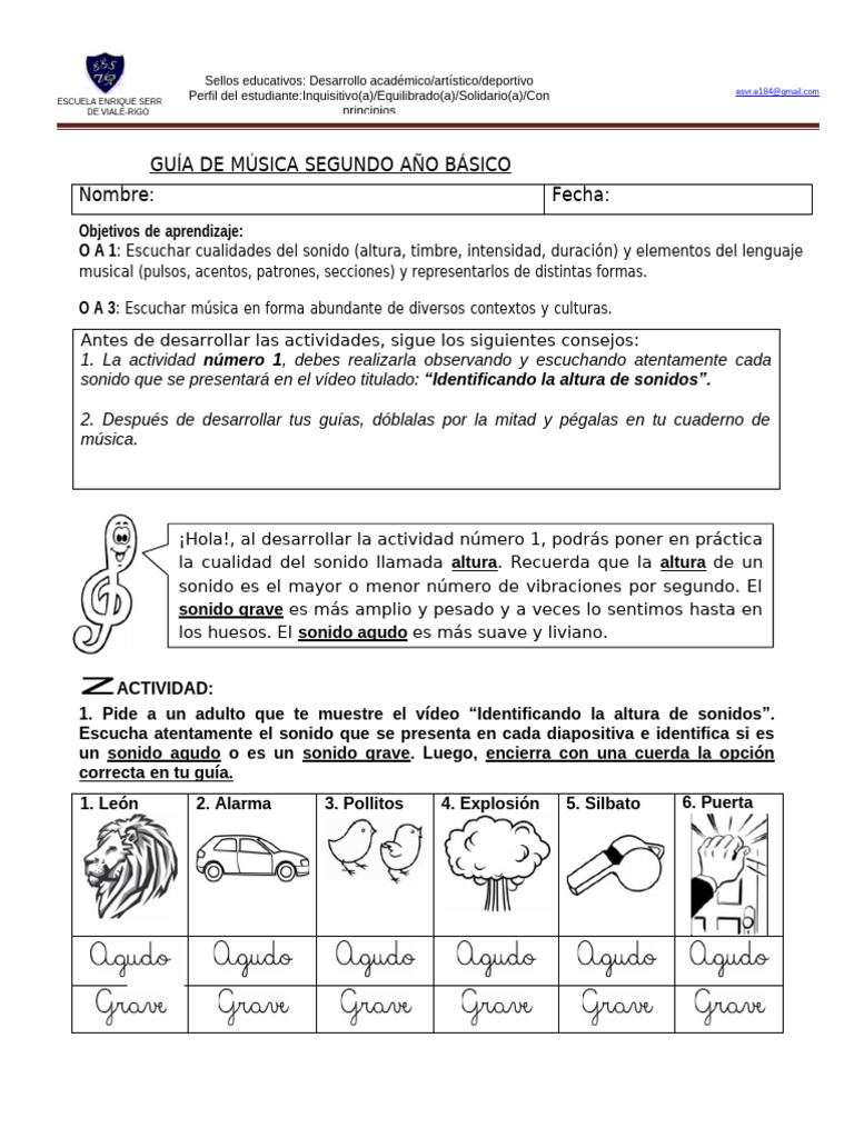 Guia Musica Altura Del Sonido | PDF | Sonido