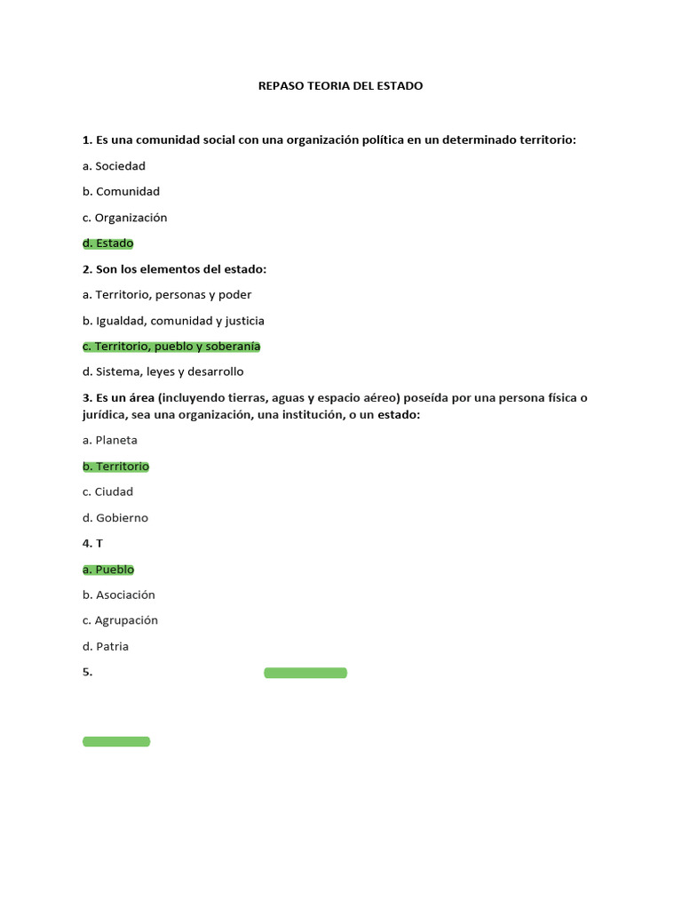 Repaso Teoria Del Estado | PDF | Estado (política) | Gobierno