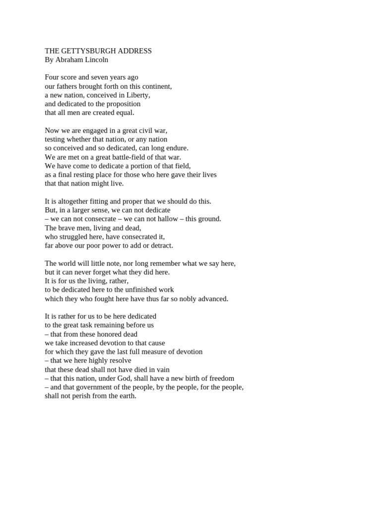 The Gettysburg Address Explained | PDF