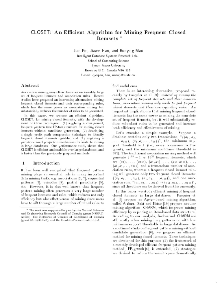 Efficient Mining of Closed Itemsets | PDF | Databases | Areas Of Computer Science