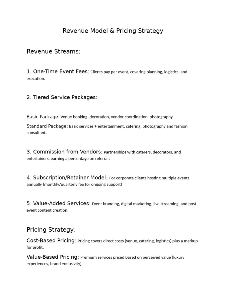 Revenue Model & Pricing Strategy Overview | PDF