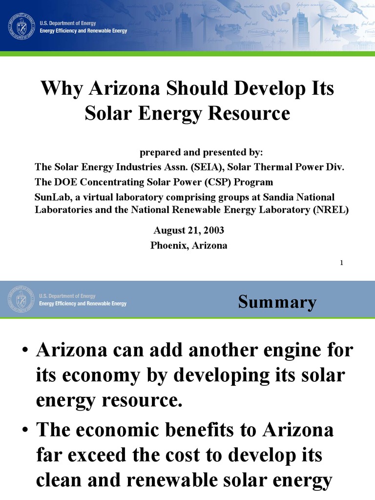 Why Arizona Should Develop Its Solar Energy Resource | PDF | Solar ...