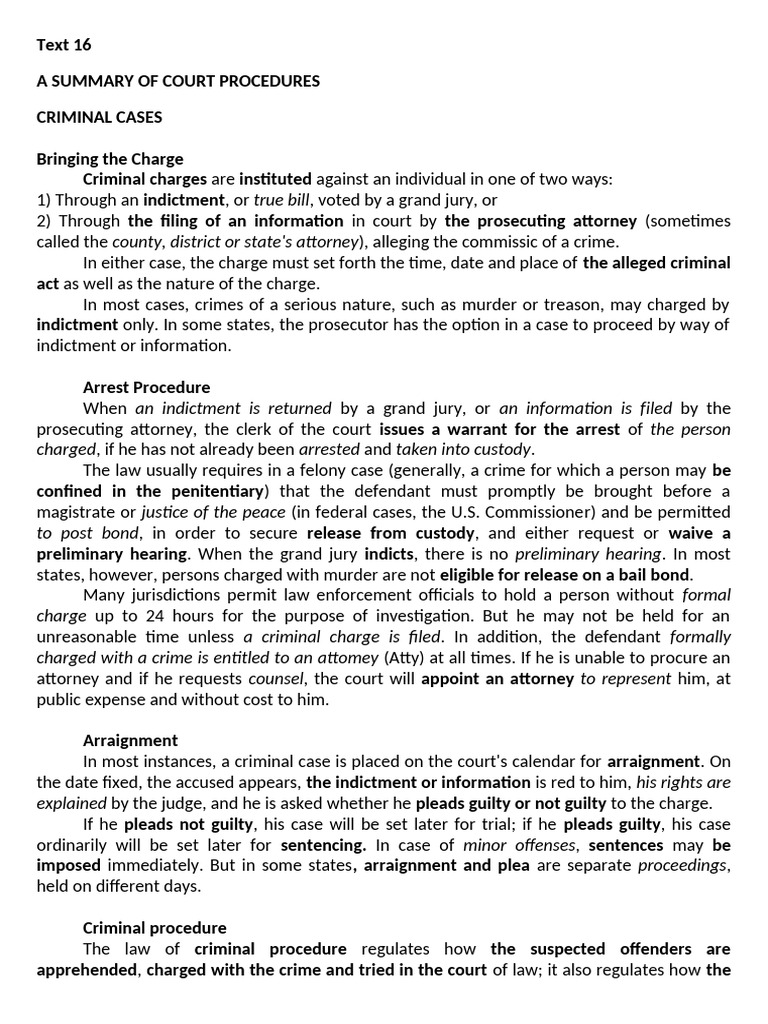 Criminal Case Court Procedures Explained | PDF | Prosecutor | Plea