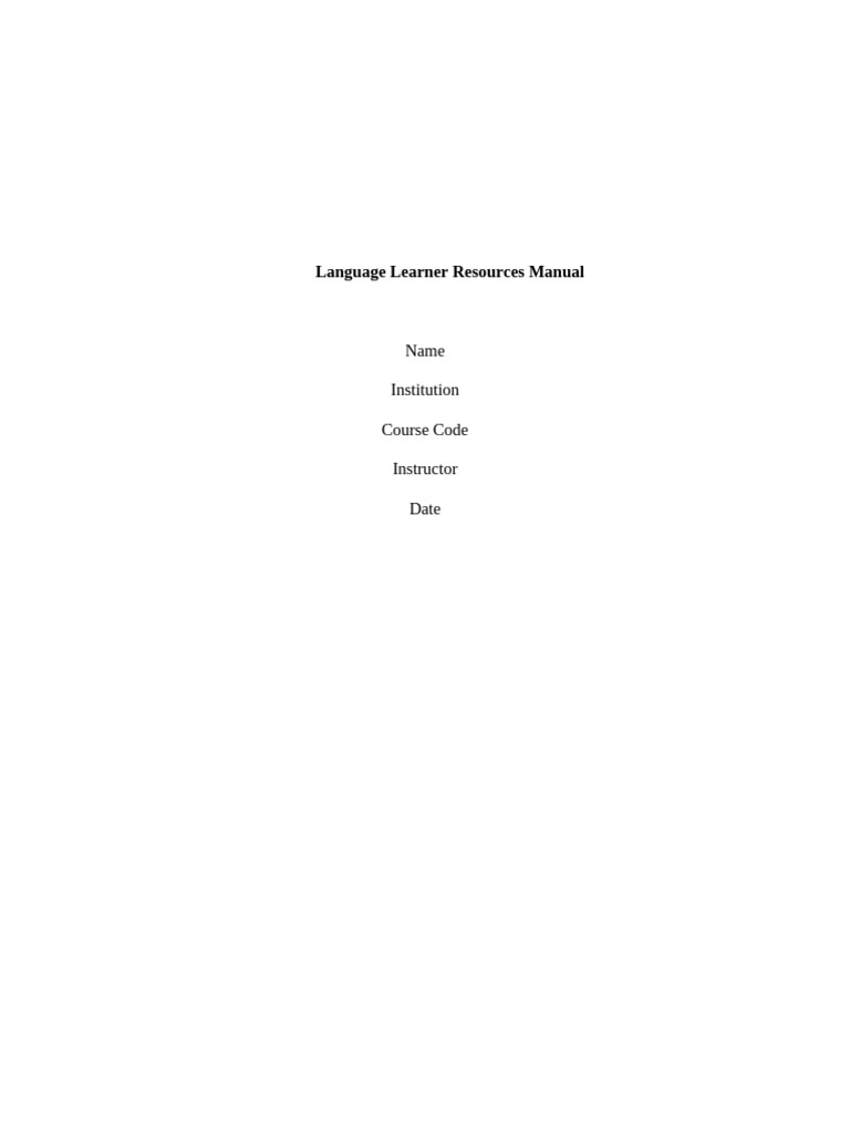 Language Learner Resources Manual - Edited | PDF | Reading ...