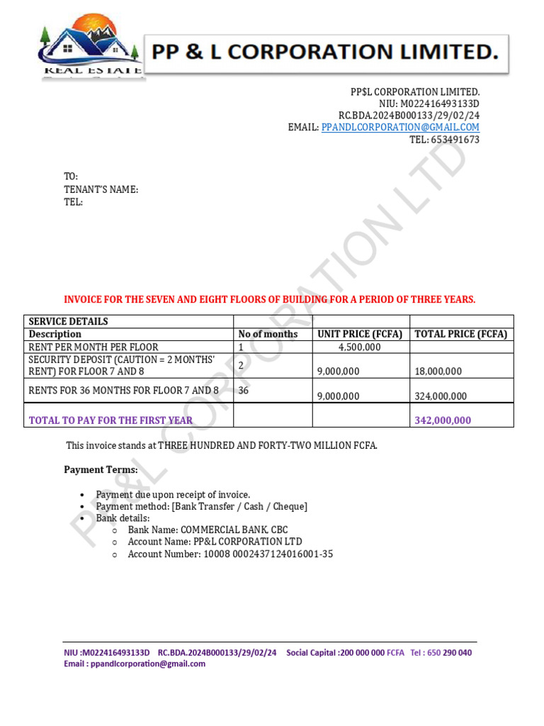 Rents Invoice CBC Bank | PDF