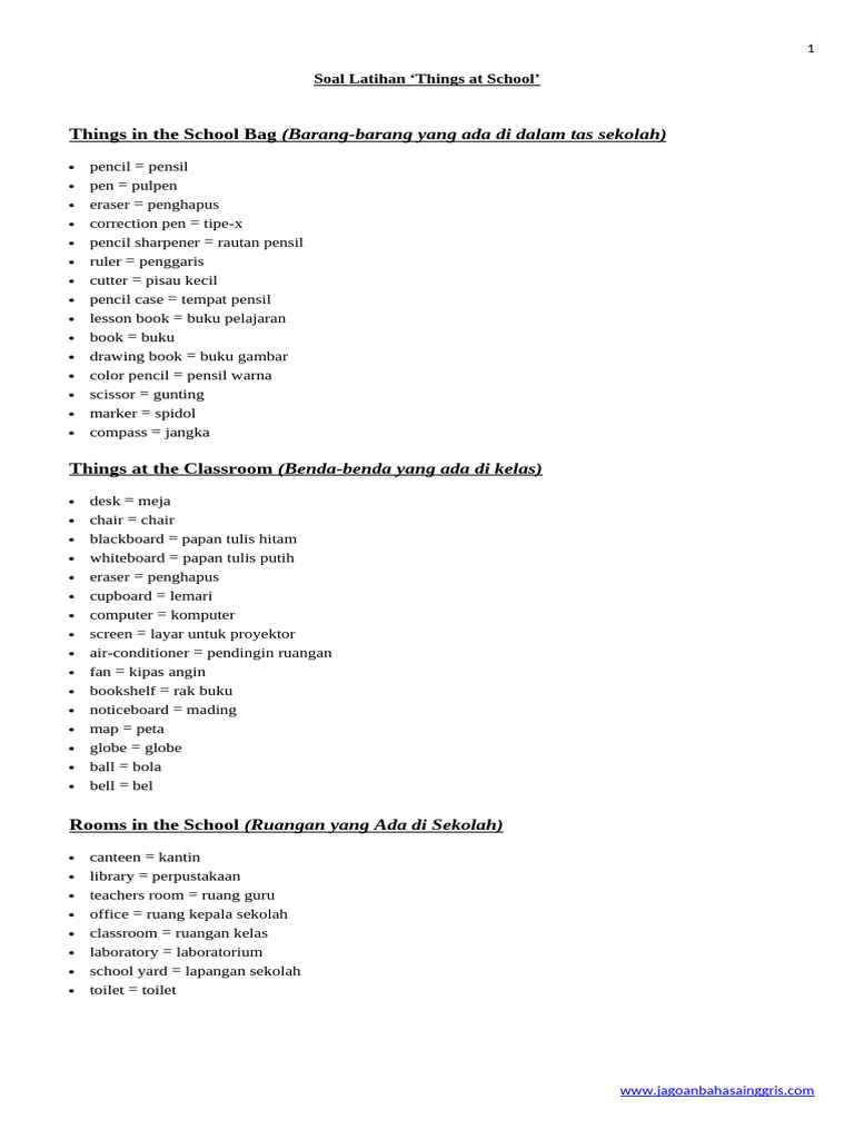 Soal Latihan Things at School | PDF | Chess | Chess Theory
