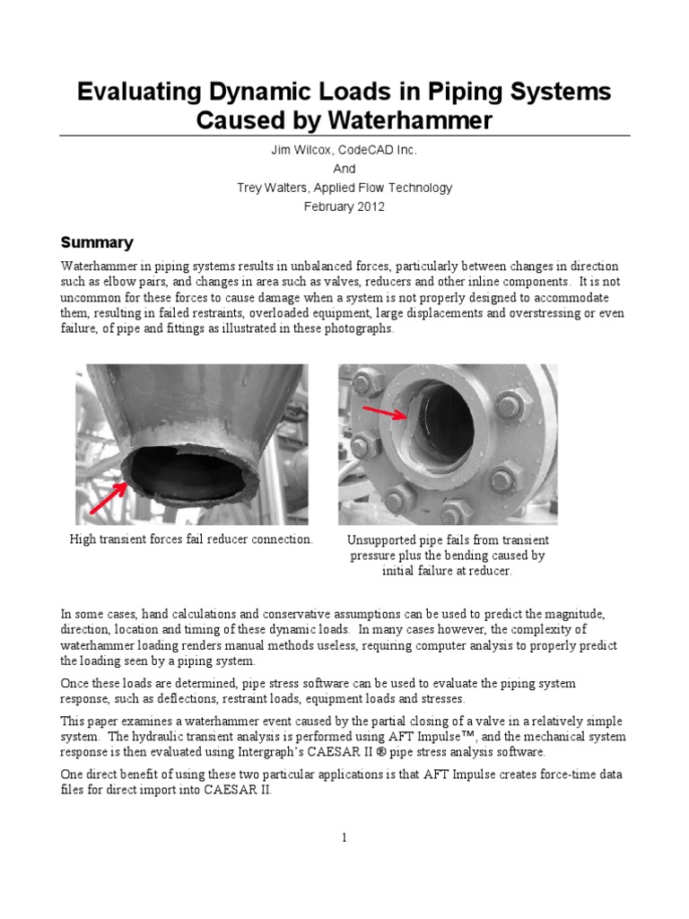 Evaluating Pipe Dynamic Loads Caused by Water Hammer | PDF | Force ...