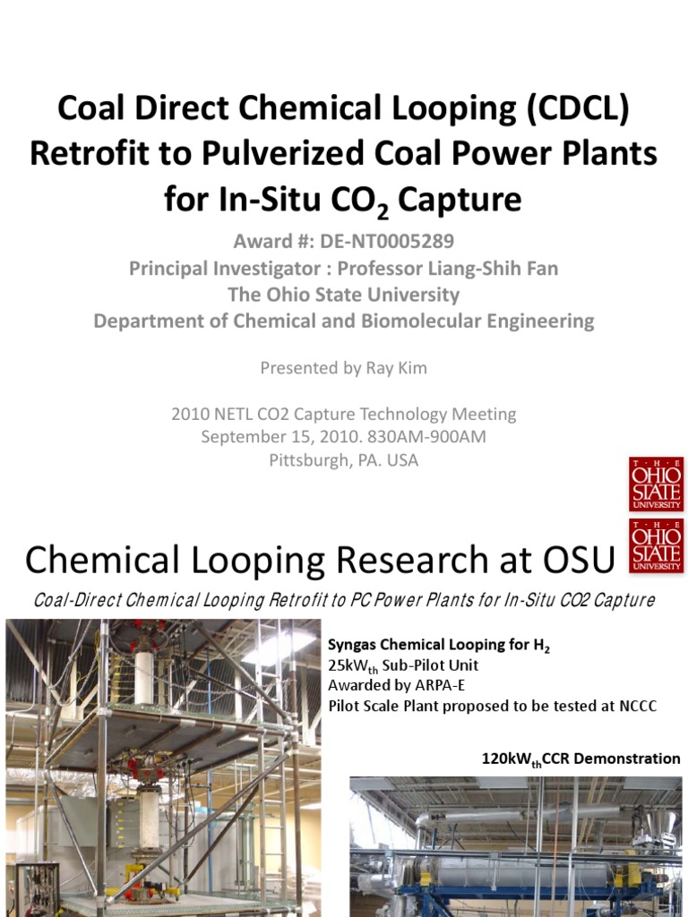 Coal Direct Chemical Looping (CDCL) Retrofit To Pulverized Coal Power ...