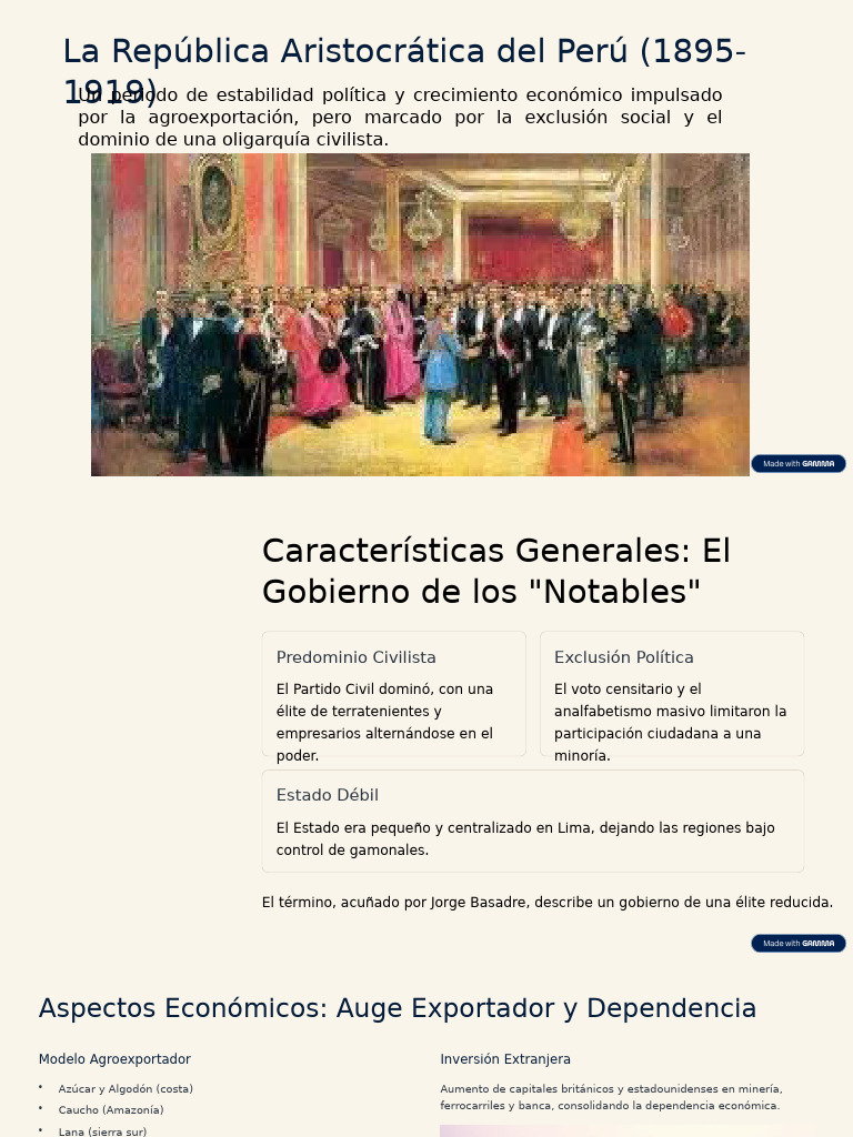 La Republica Aristocratica Del Peru 1895 1919 | PDF | Economias