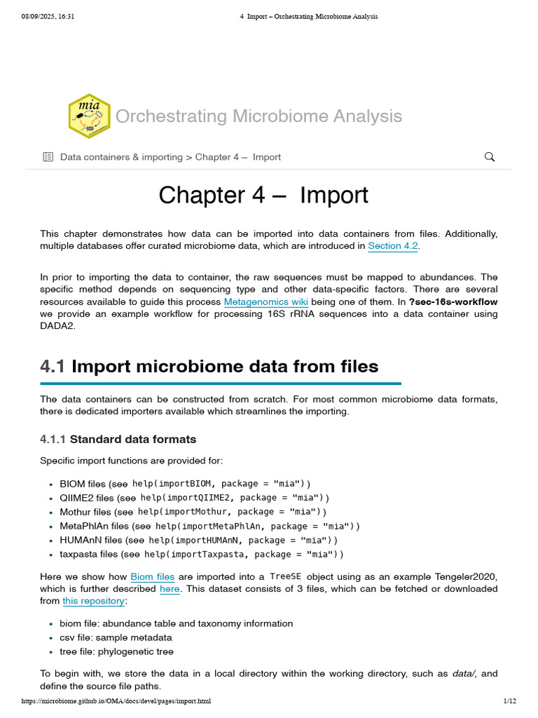 OMA04-Import - Orchestrating Microbiome Analysis | PDF | Comma Separated Values | File Format