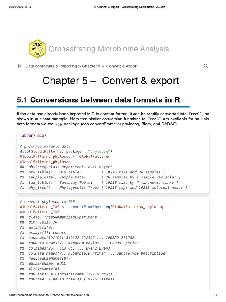OMA05-Convert & Export - Orchestrating Microbiome Analysis | PDF | Ecology | Biomes