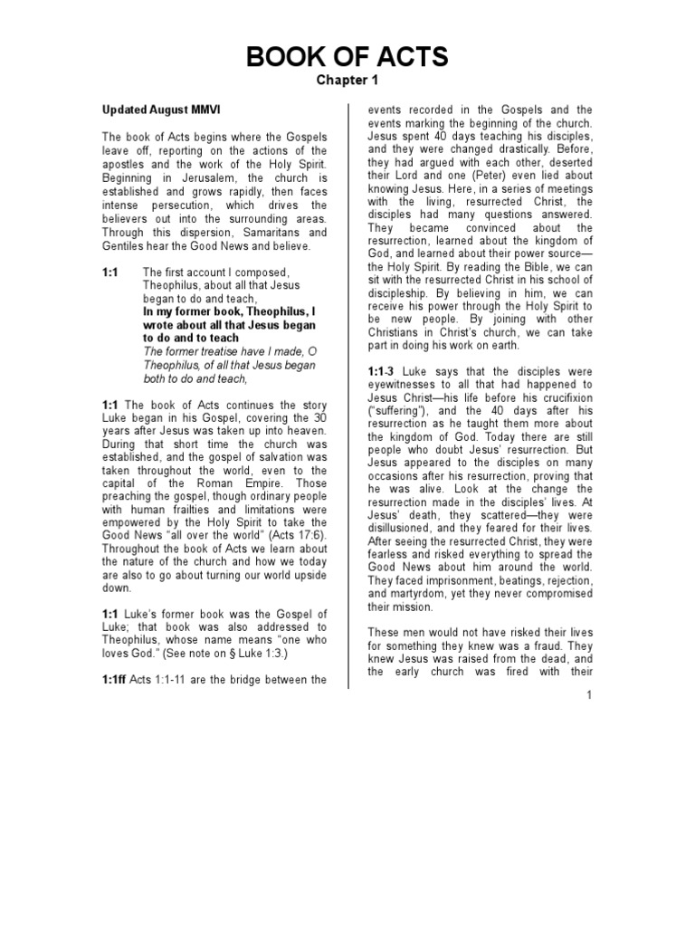 Book of Acts: The Former Treatise Have I Made, O Theophilus, of All ...